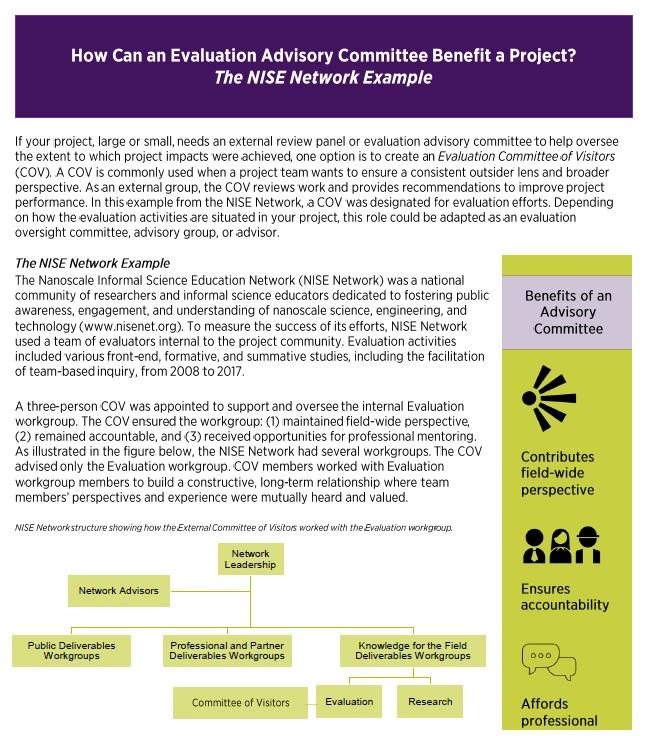 How Can an Evaluation Advisory Committee Benefit a Project? The NISE Network Example | NISE Network